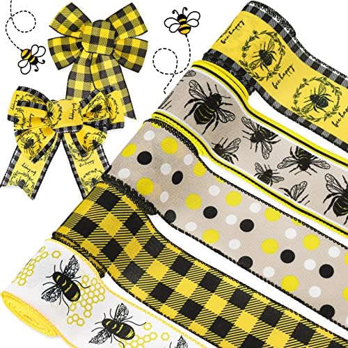 Amazon.com: AnyDesign 30 Yards Bumble Bee Ribbon Summer Wired Edge ...
