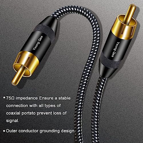 Yeung Qee RCA Digital Audio Coaxial Cable 4m, Braided RCA Male to Male ...