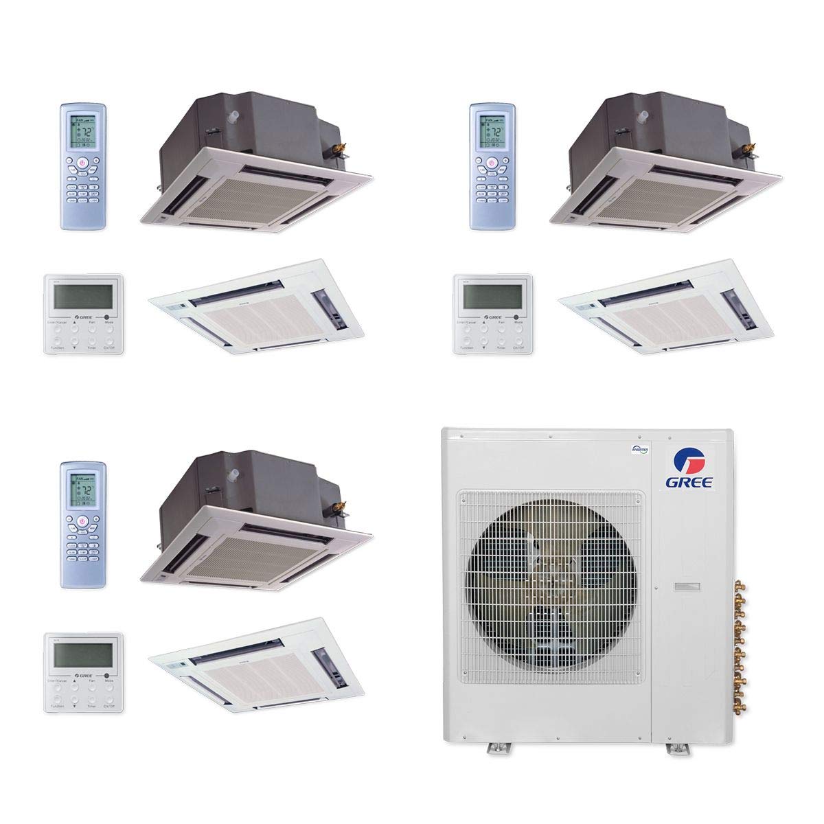 Amazon.com: Gree 42,000 BTU Multi21+ Tri-Zone Ceiling Cassette Mini ...