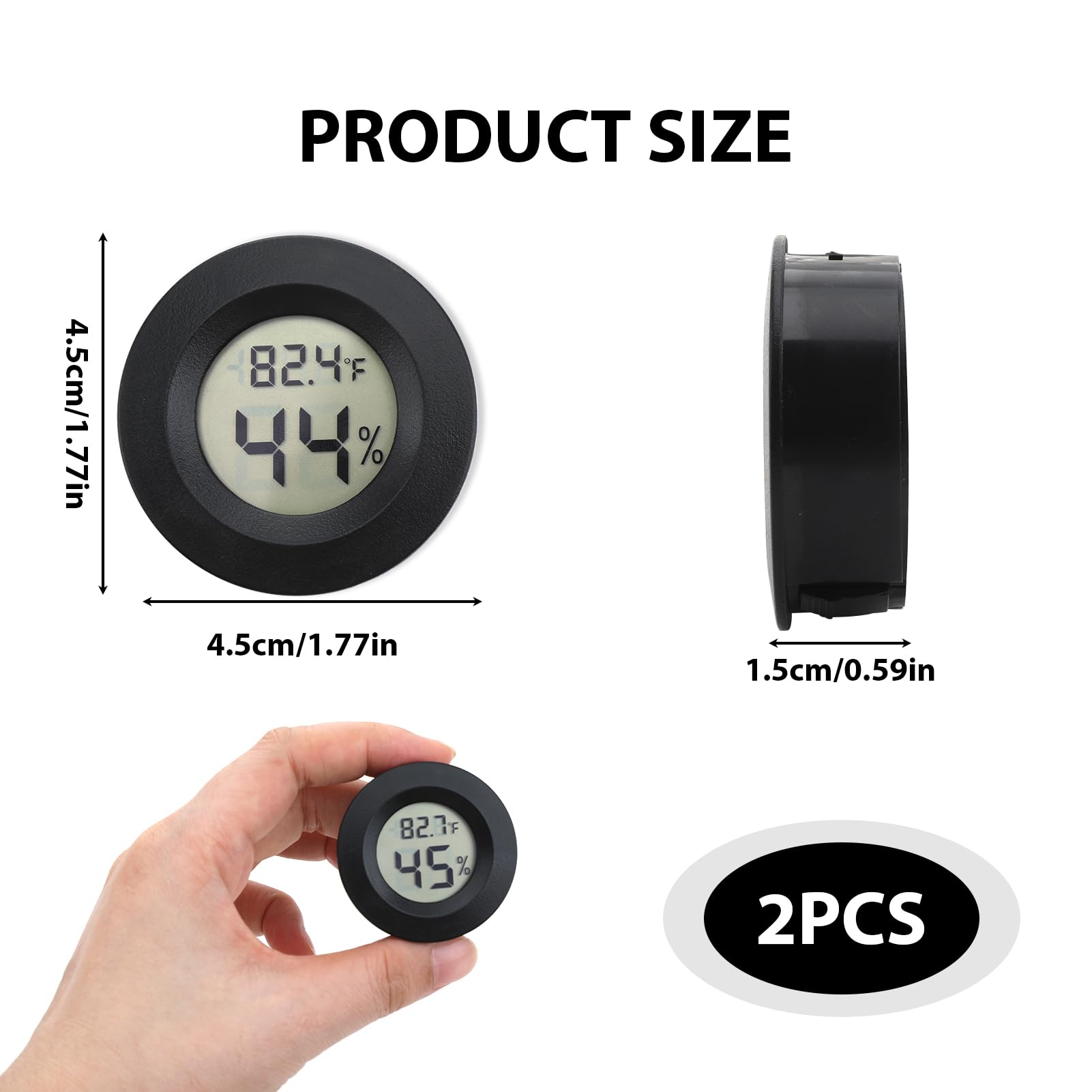 2 Pack Reptile Thermometer Digital Hygrometer, Compact Gauge for ...