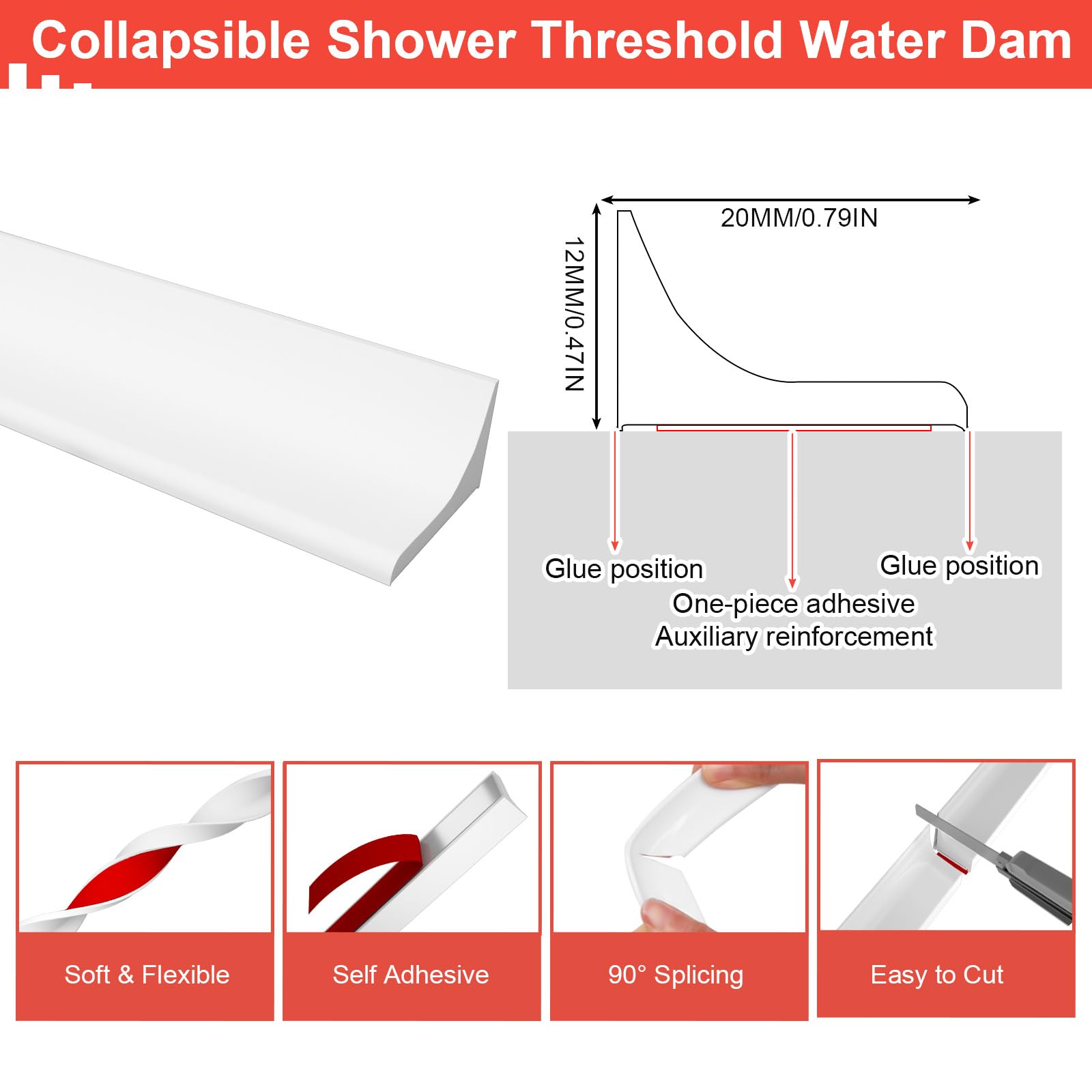 Snapklik.com : Jobon Collapsible Shower Threshold Water Dam Barrier ...