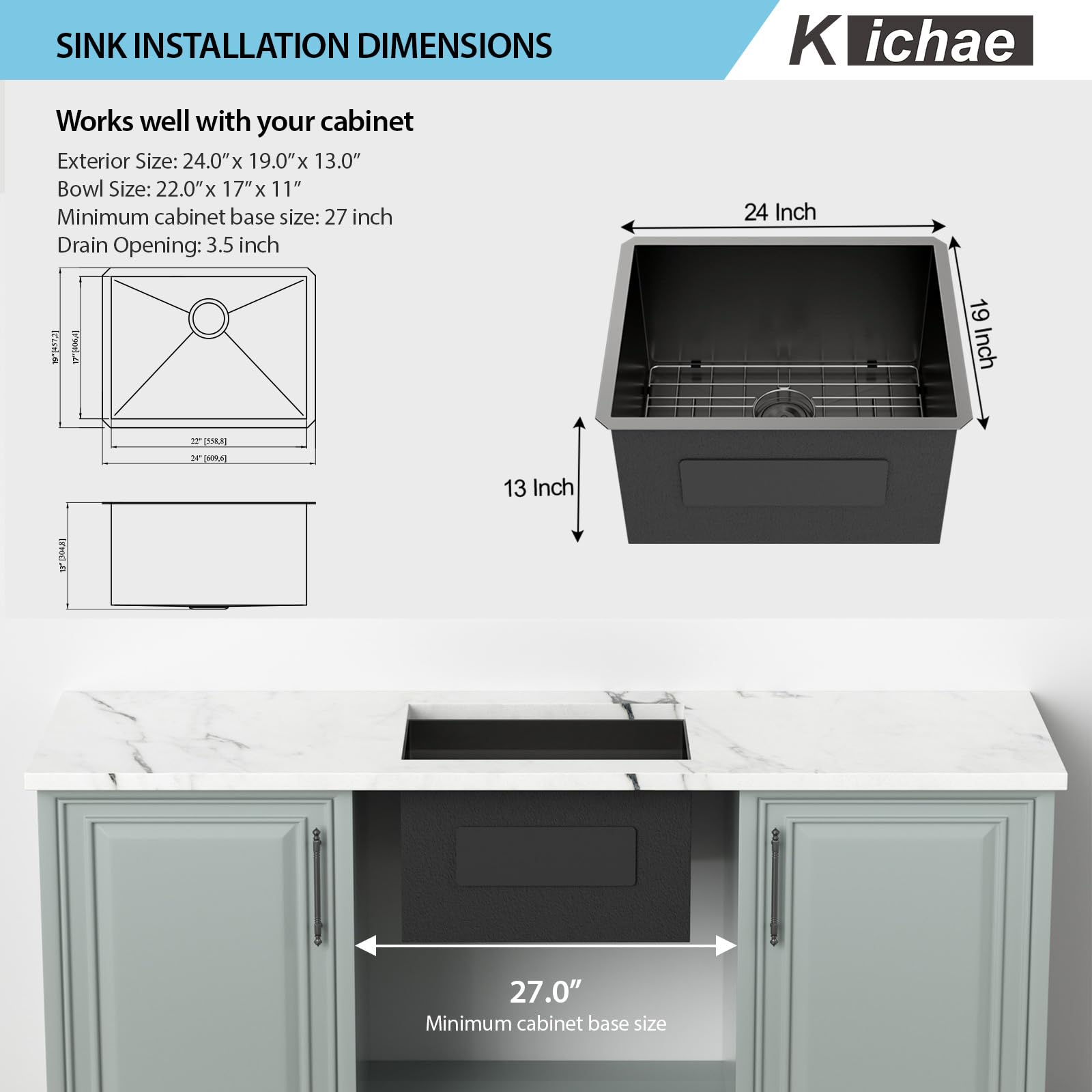 Snapklik.com : 12 Deep Laundry Sink Undermount - 21x19 Inch Black ...