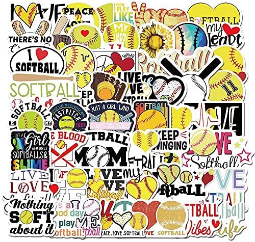 Amazon.com: 50PCS Softball Stickers,Water Bottle Laptop Car Decal ...