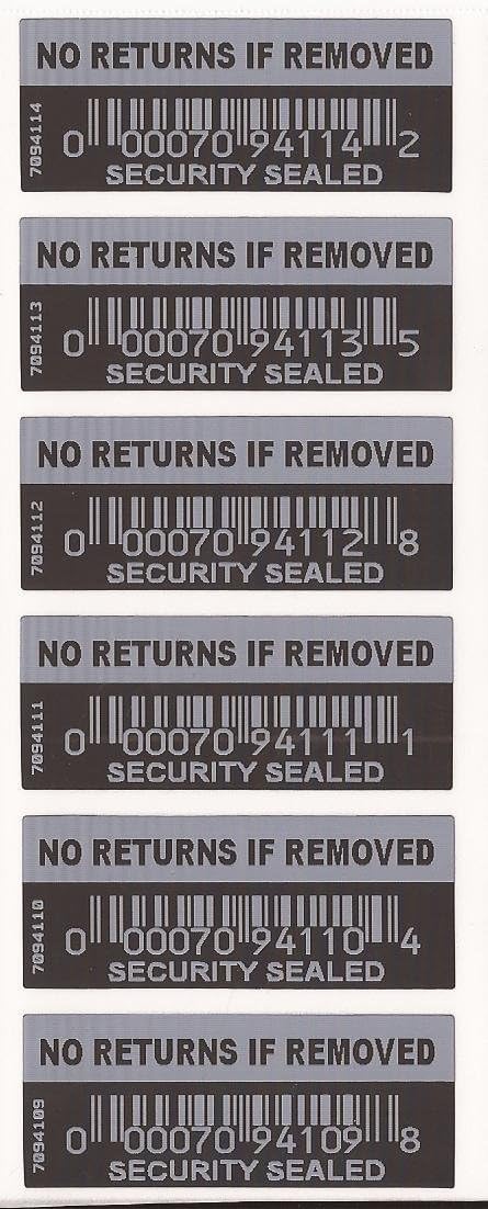 1000 X Security Labels Stickers No Returns if Removed Tamper-Evident ...