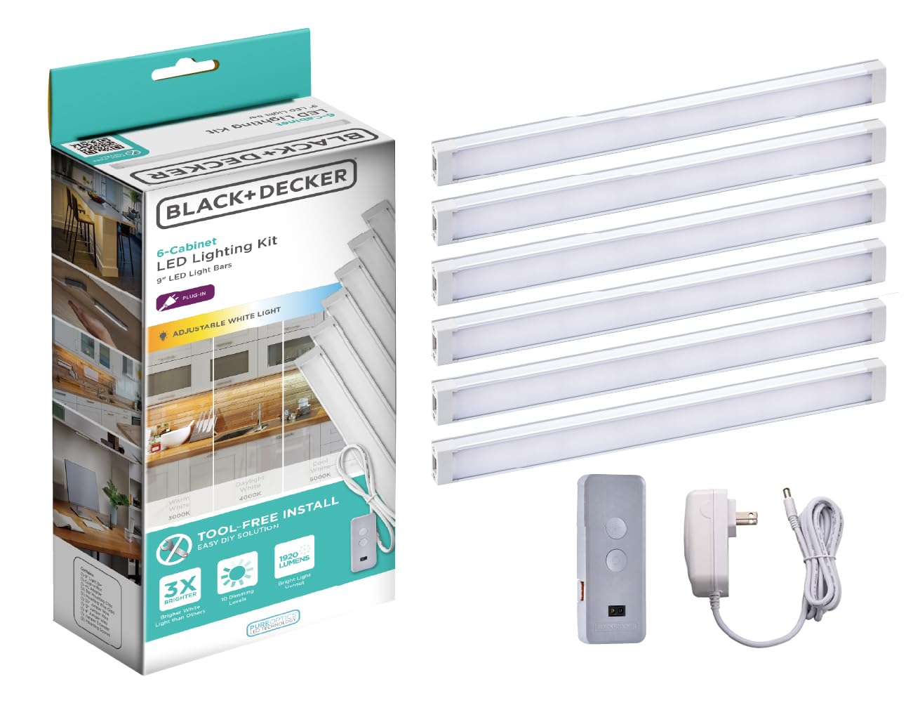 BLACK+DECKER LED Under Cabinet Lighting Kit, Motion Sensor, Dimmable ...