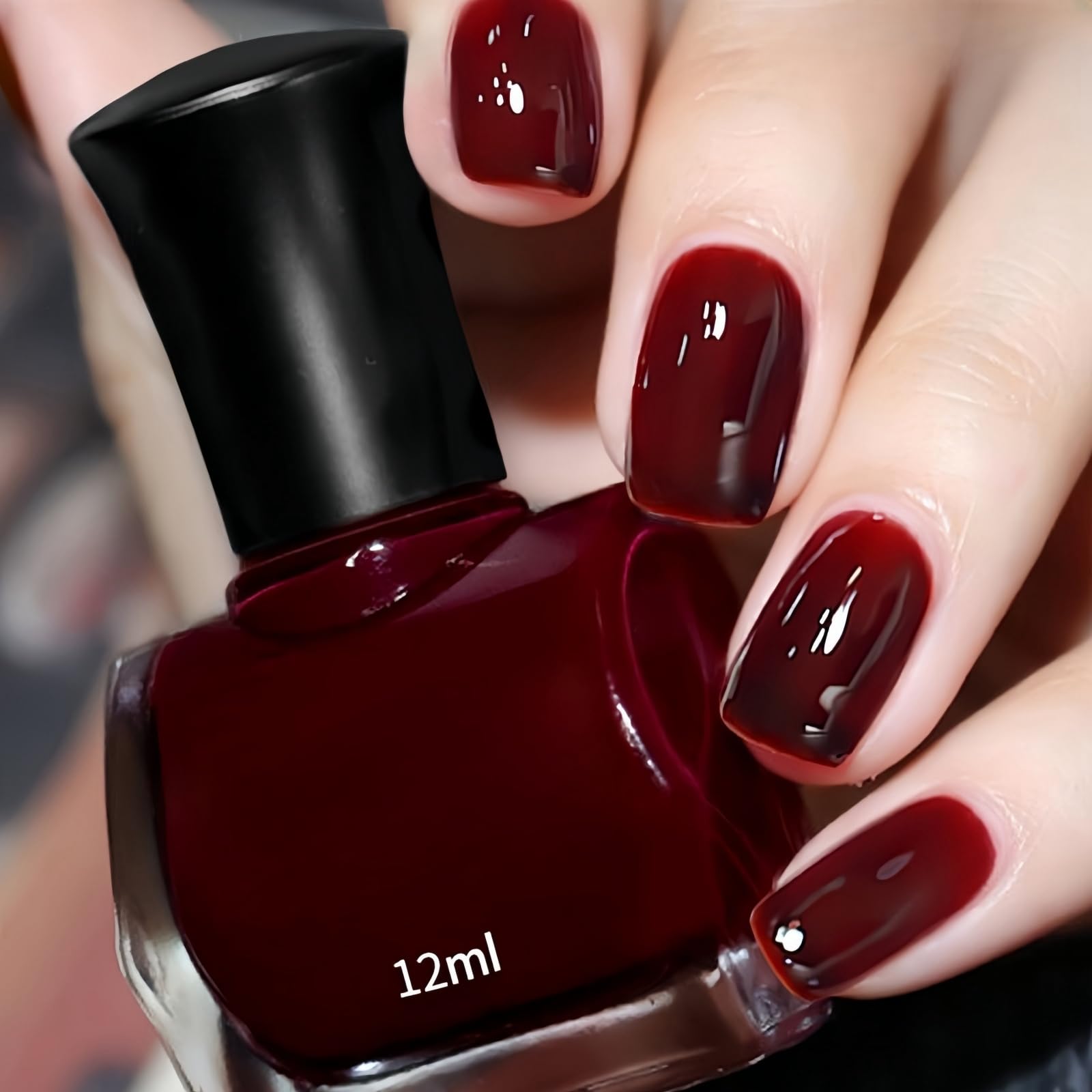 12ml Red Nail Polish,Dark Red Nail Varnish,Quick Dry Nail Polish,Wine ...