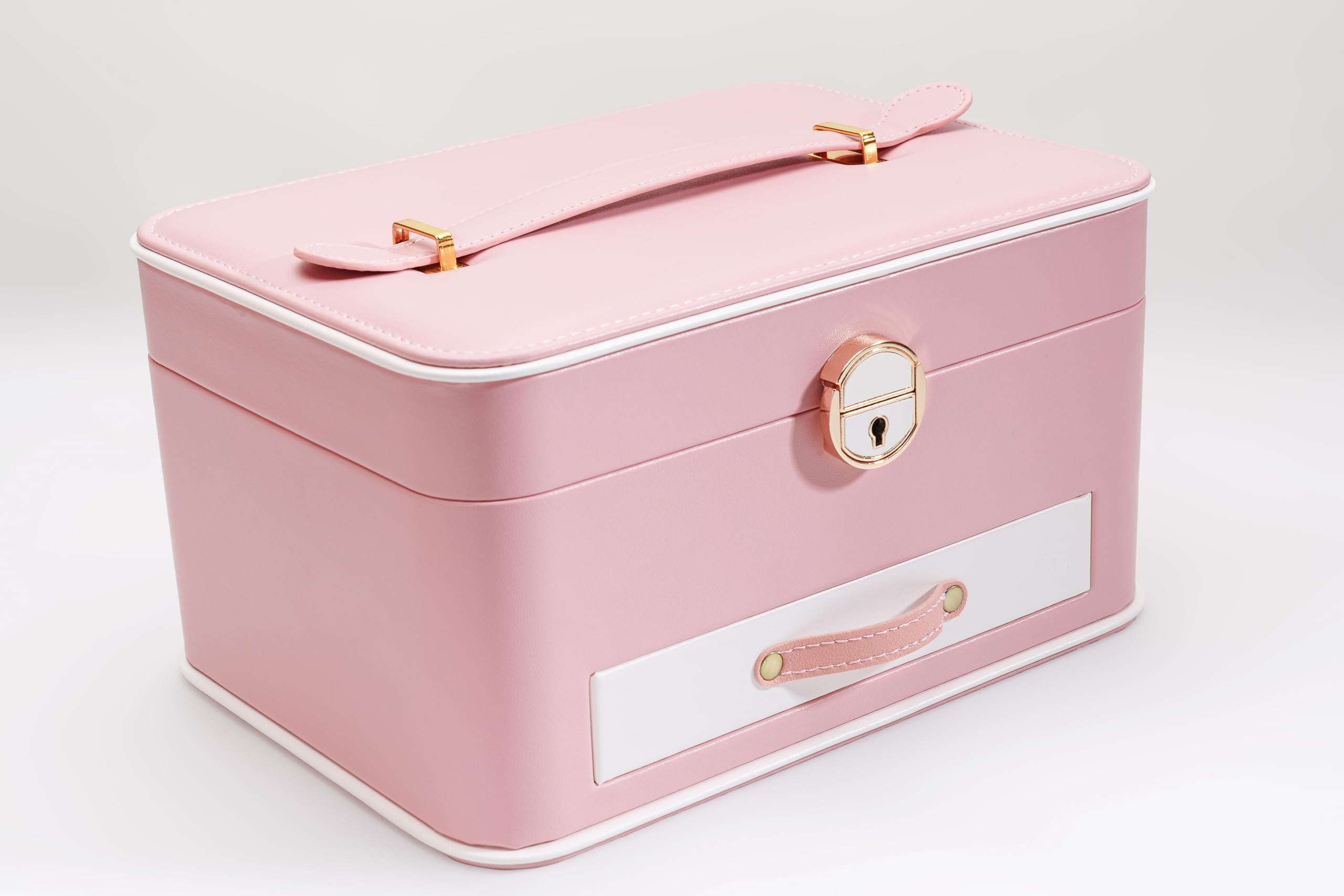 Amazon.com: Portable Jewelry Box Mirrored Watch Organizer Necklace Ring ...