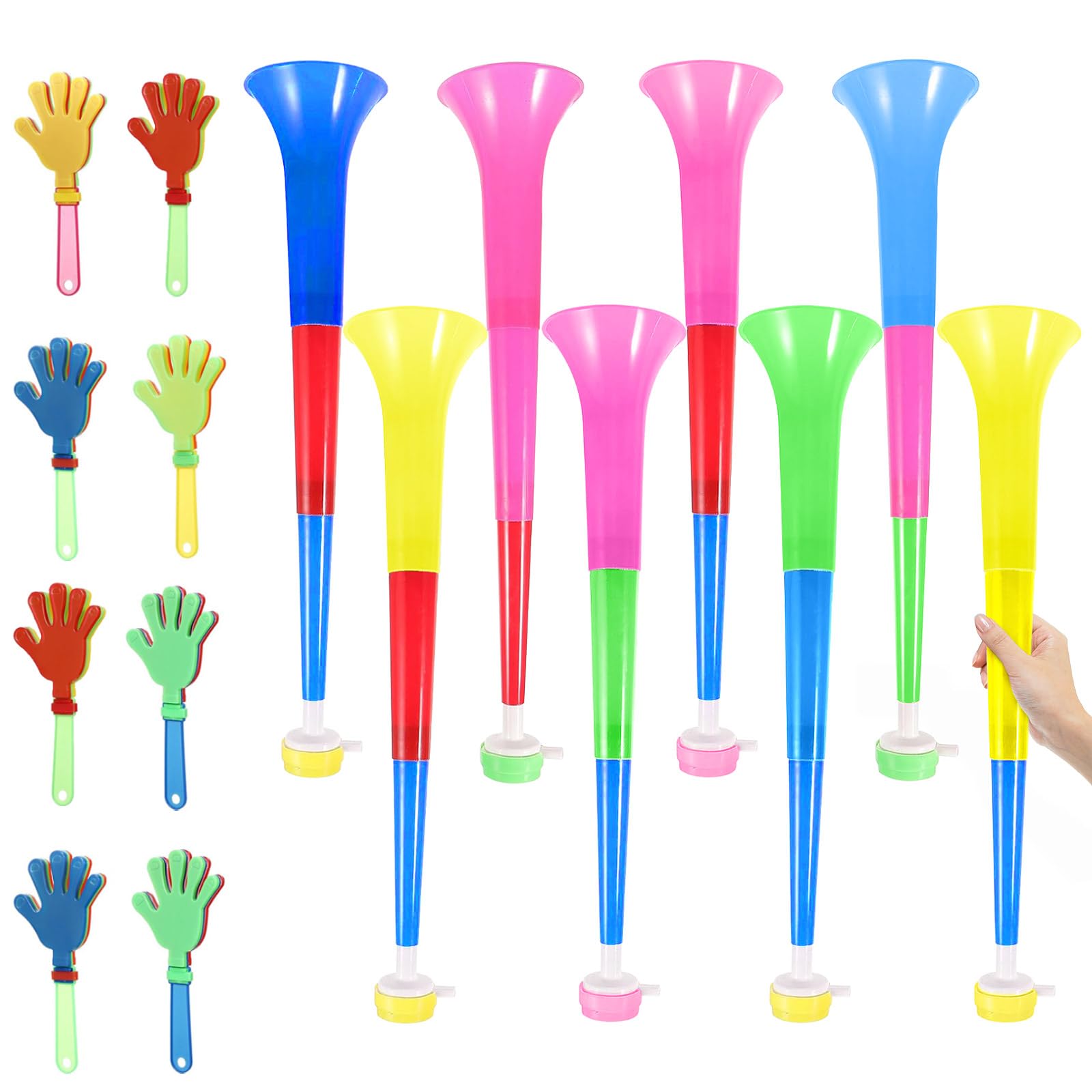 Amazon.com: 16PCS Collapsible Stadium Horn and Hand Clappers, 21IN ...