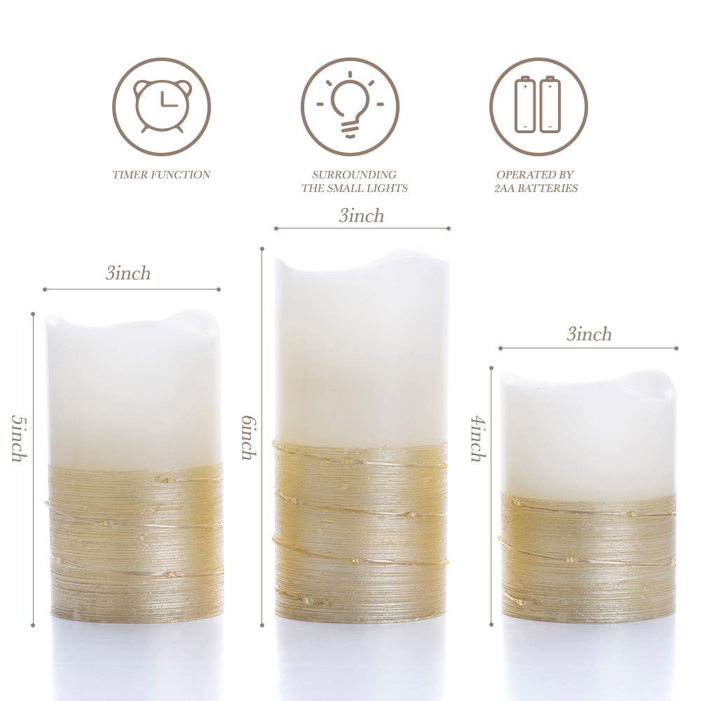 Flickering LED Candle Set with Daily Timer,BeMoment Flameless Candles ...