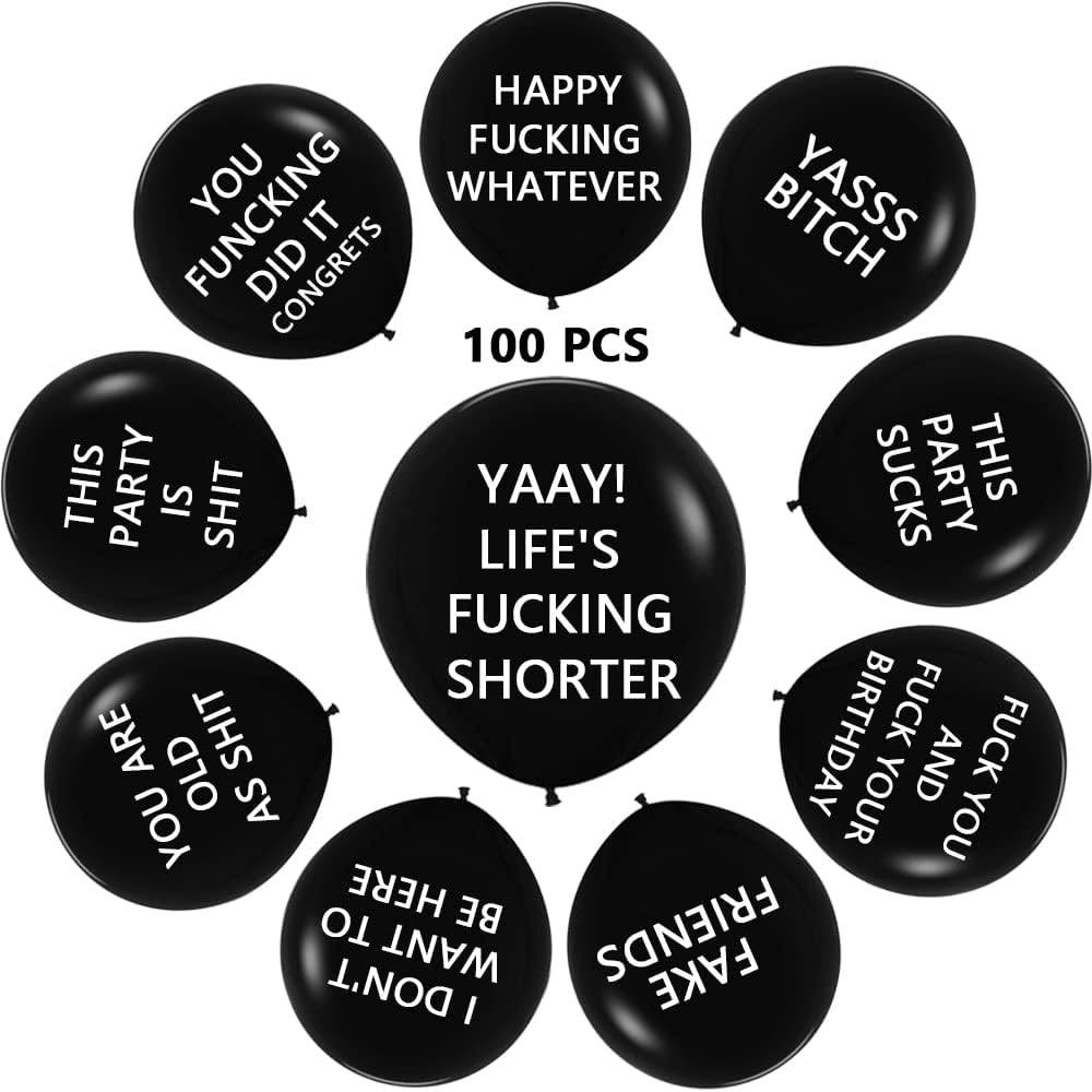 Amazon.com: 100 PCS Funny Abusive Balloons, 12 inch Black Latex ...
