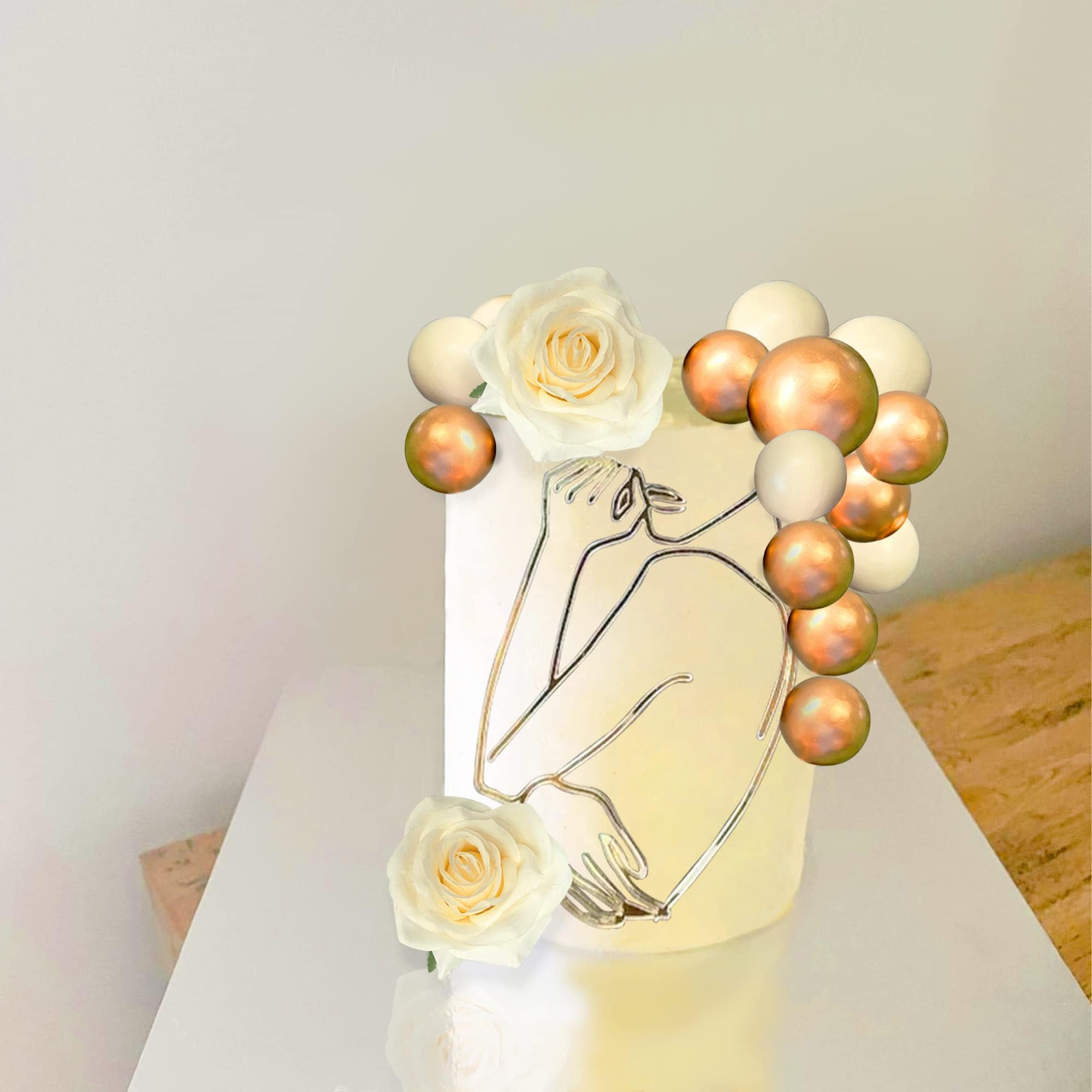 Snapklik.com : Champagne Acrylic Minimalist Art Lady Face Cake Topper ...