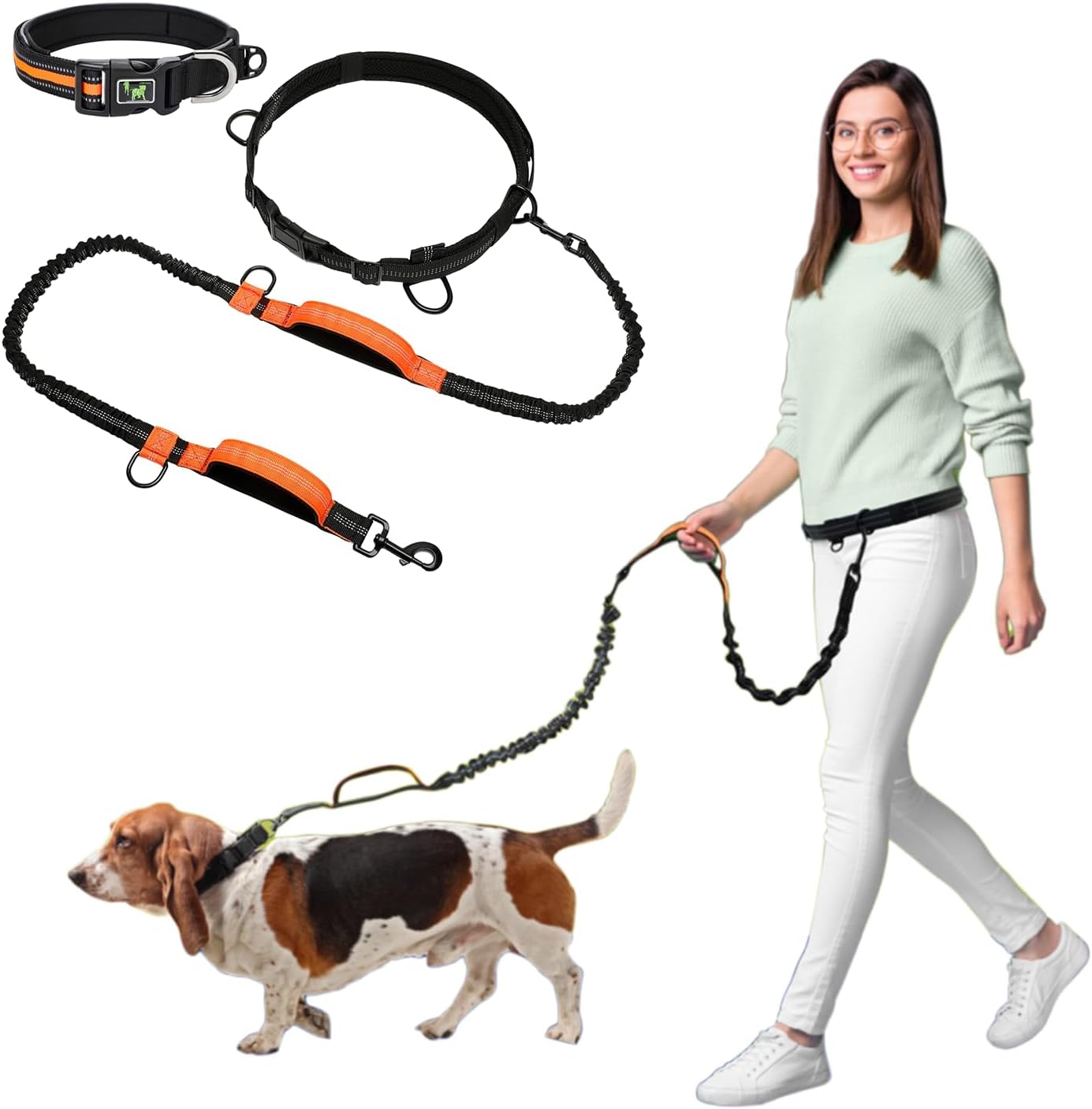 Amazon.com : Trivlpet Hands Free Dog Leash with Dog Collar - Waist ...
