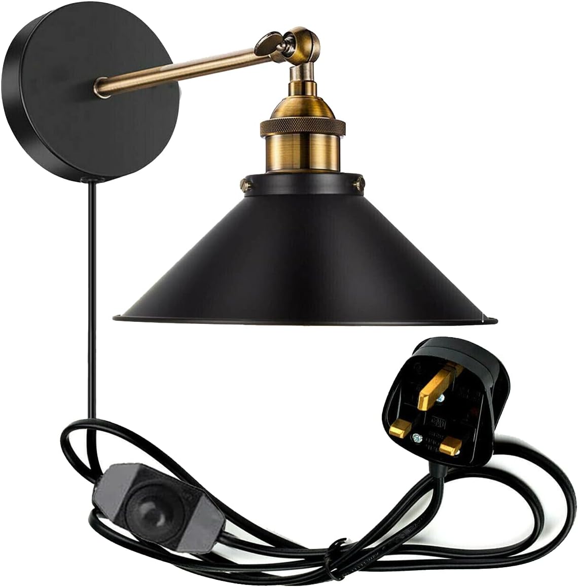 LEDSone Retro Plug in Wall Light Lamps with 2m Plug in Cable Cord and ...