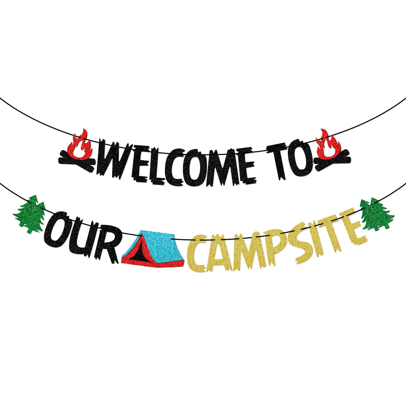 Amazon.com: Welcome To Our Campsite Glitter Banner, Camping Party ...