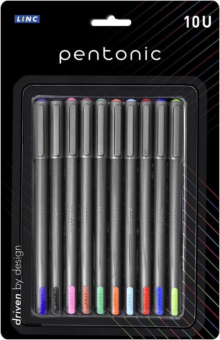 Pentonic 1.0mm Ball Pen Blister Pack | Grey Body | Pink,Green,Orange ...
