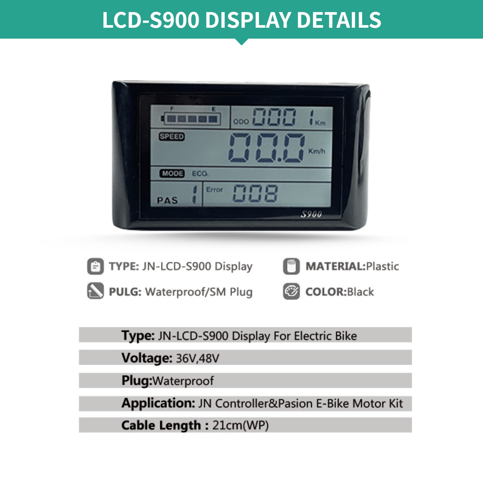 SPYMINNPOO LCD Display 36V 48V S900 Display Control Panel Waterproof ...