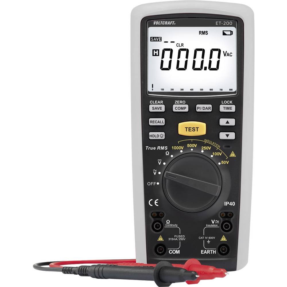 VOLTCRAFT Digital Insulation Tester ET-200, Insulation Multimeter, 50 ...