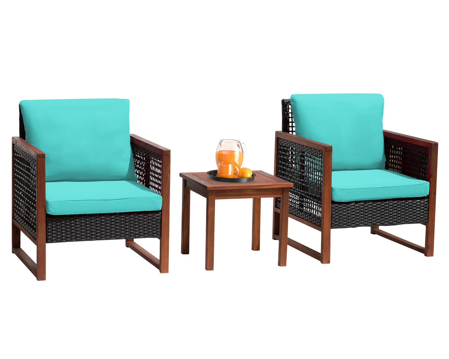 Amazon.com: FDW 3-Piece Patio Bistro Set Acacia Wood Outdoor Chat ...