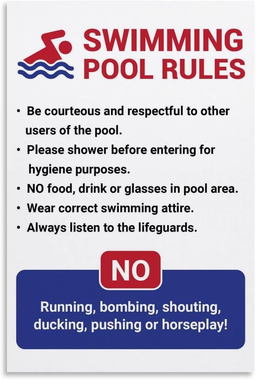Amazon.com: JYTGHJYK Pool Safety Poster Swimming Pool Rule Guide Wall ...