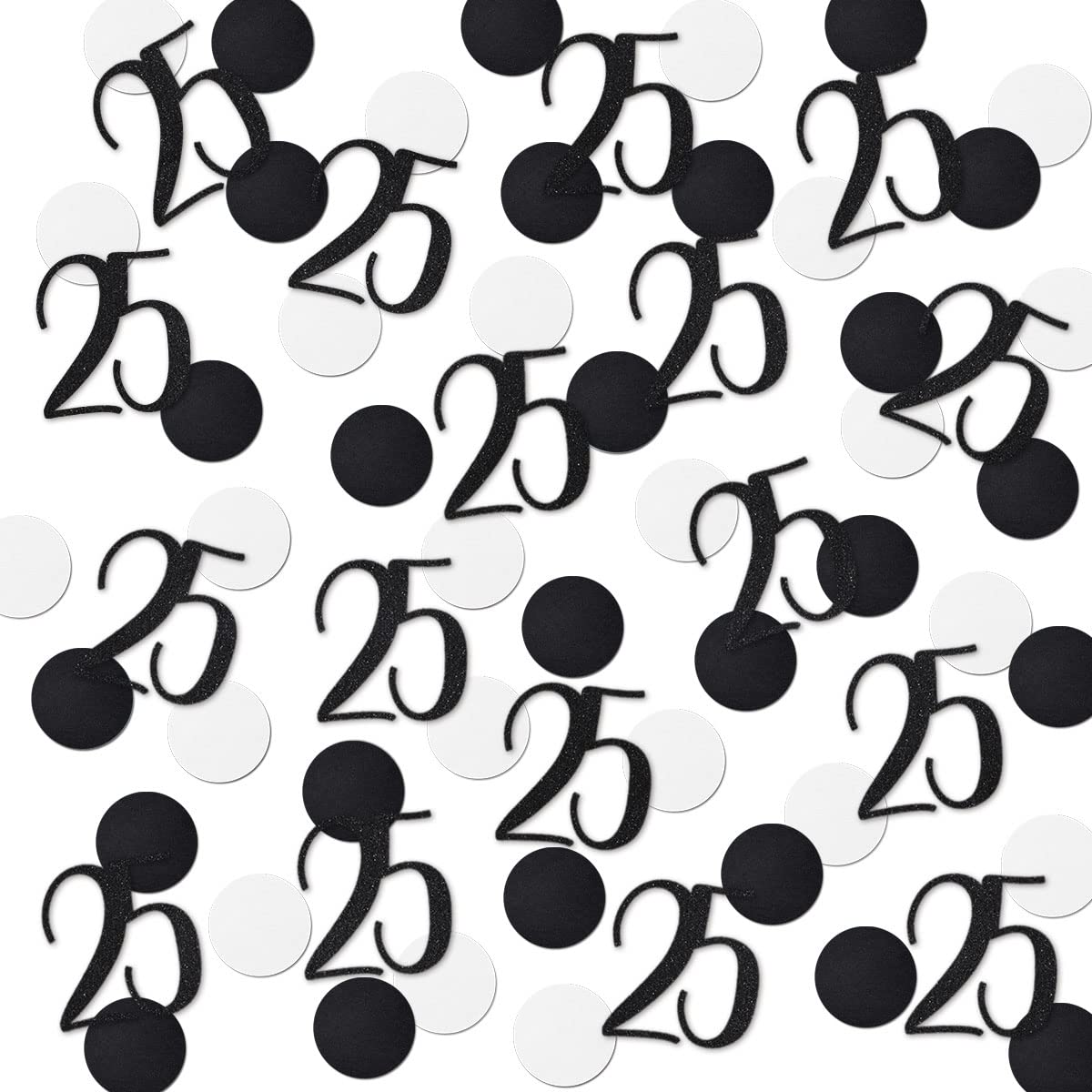 Amazon.com: Black Glitter 25 Confetti, 25th Birthday Number Confetti ...