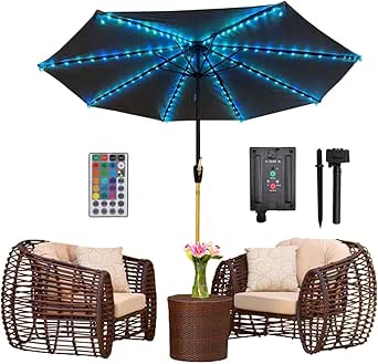 Patio Umbrella Lights, Solar String Lights, 104 LED Waterproof Solar ...