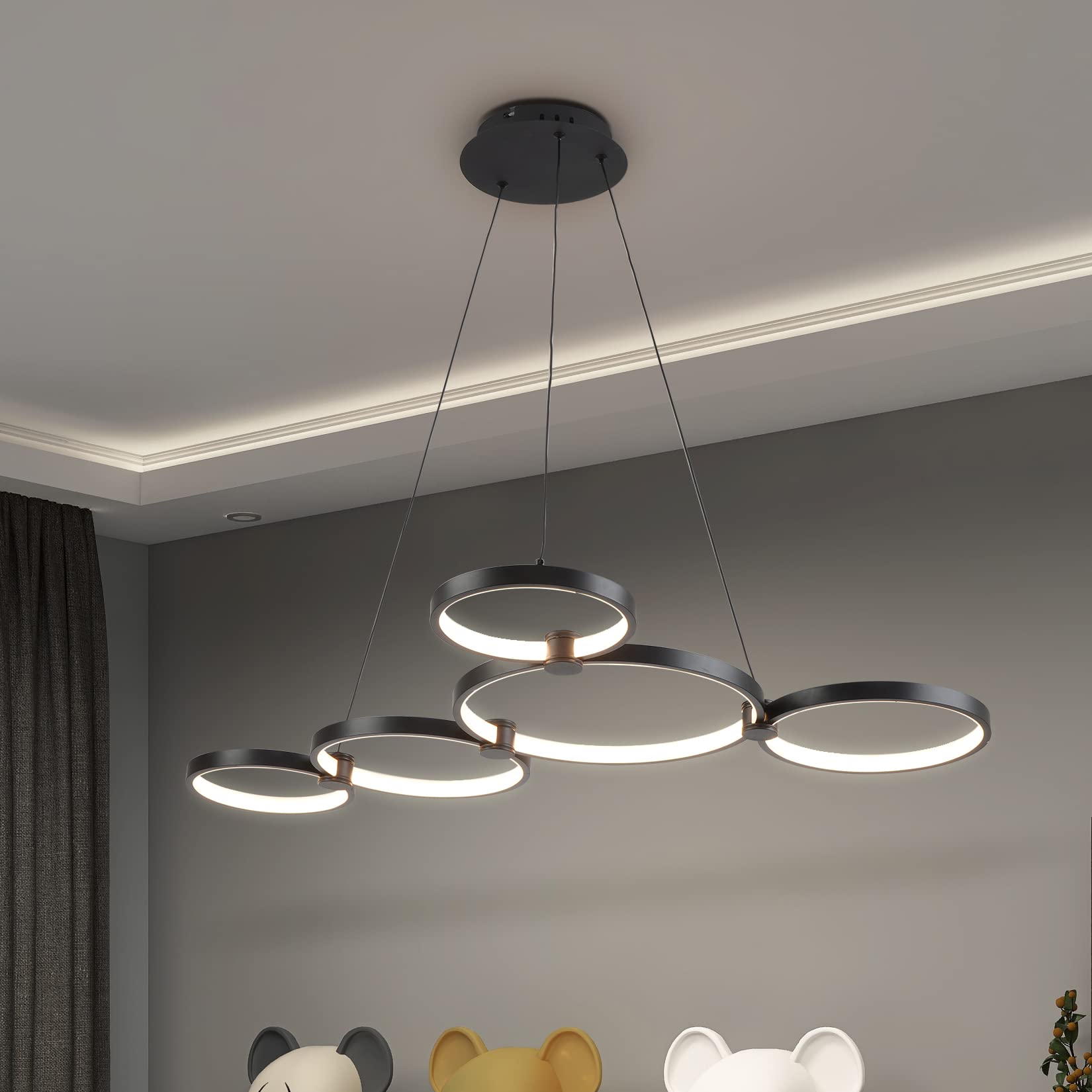 Modern Pendant Light, Dimmable LED Chandelier with Remote Control ...
