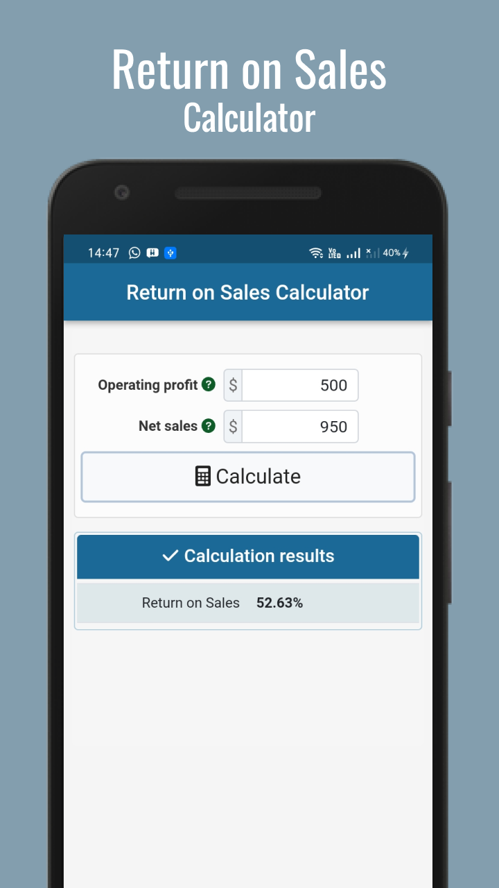 Return On Sales Calculator - App on Amazon Appstore