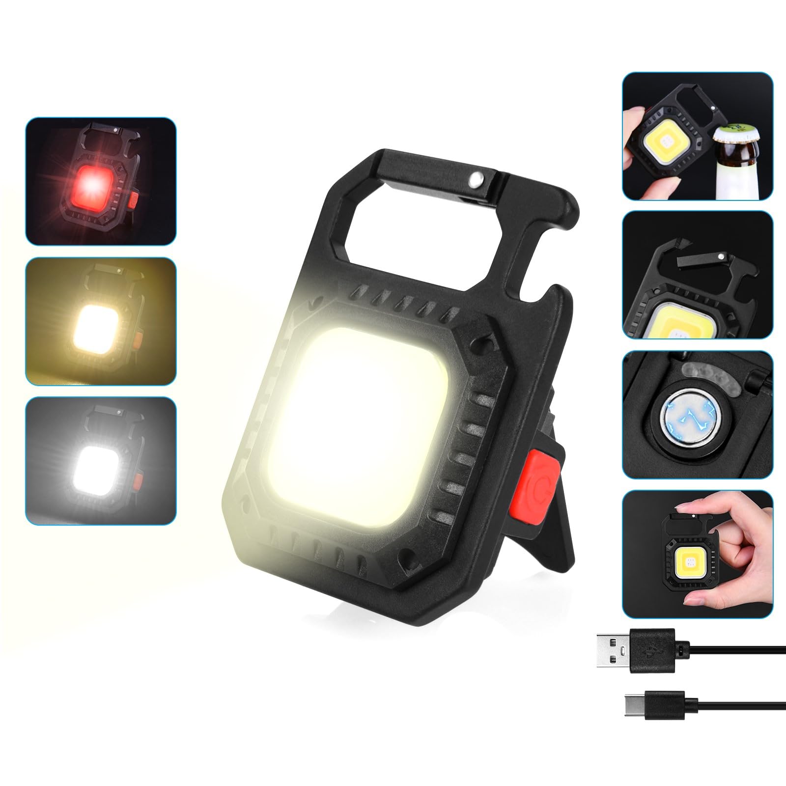 URAQT LED Torch, Portable Mini LED Small Work Light Keychain Flashlight ...