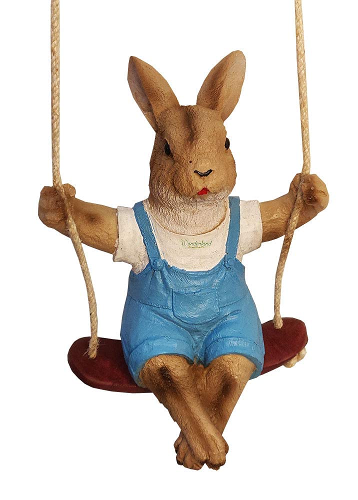 Wonderland Rabbit on Swing Hanging Statue | Material Resin | Outdoor ...