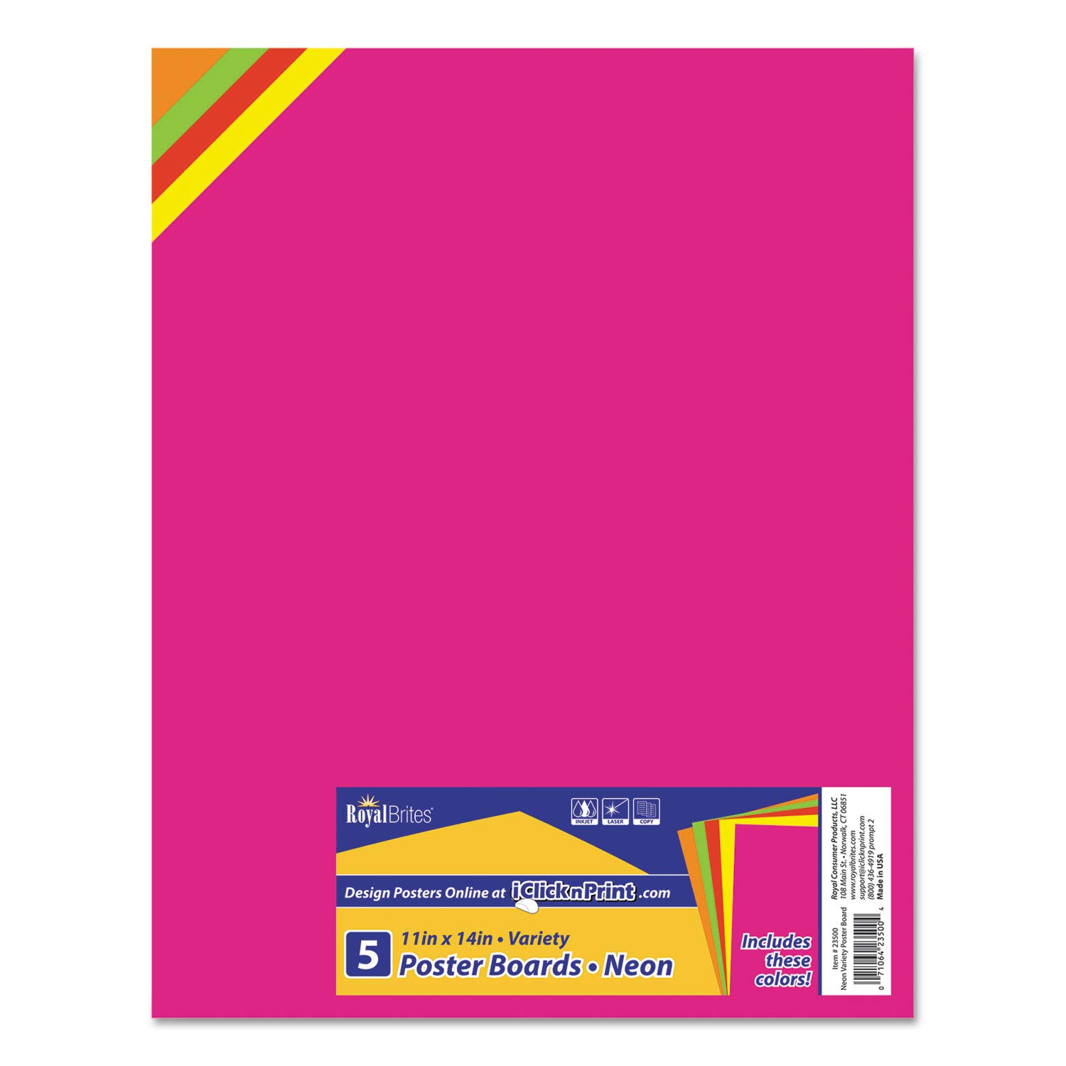 Amazon.com : Royal Brites Variety Pack Fluorescent Poster Board, 11 x14 ...