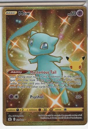 Amazon.com: Pokemon 25th Celebration Mew 25/25 Gold Holo : Everything Else