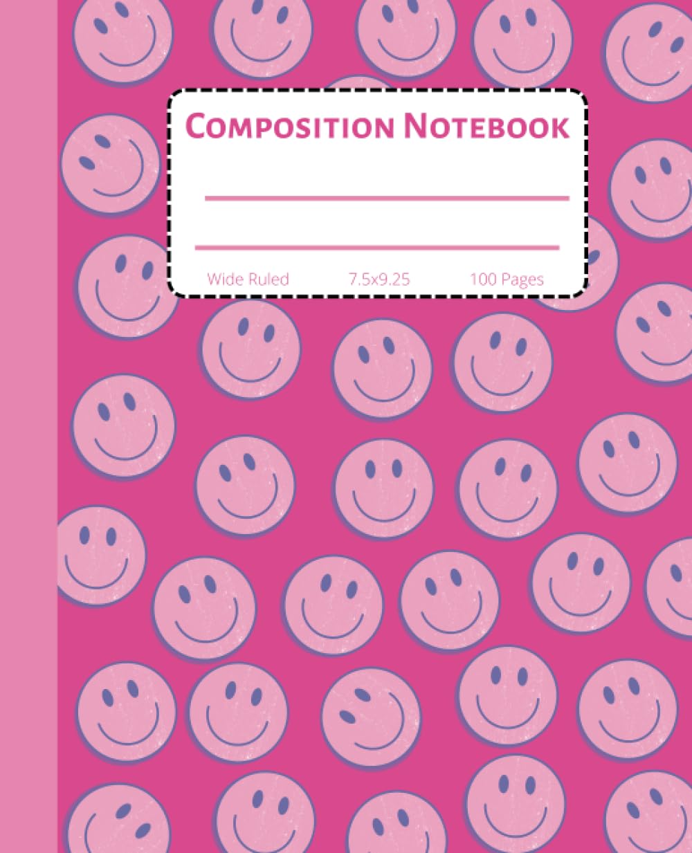 Composition Notebook Wide Ruled: Pink Retro Smiley Faces | Aesthetic ...