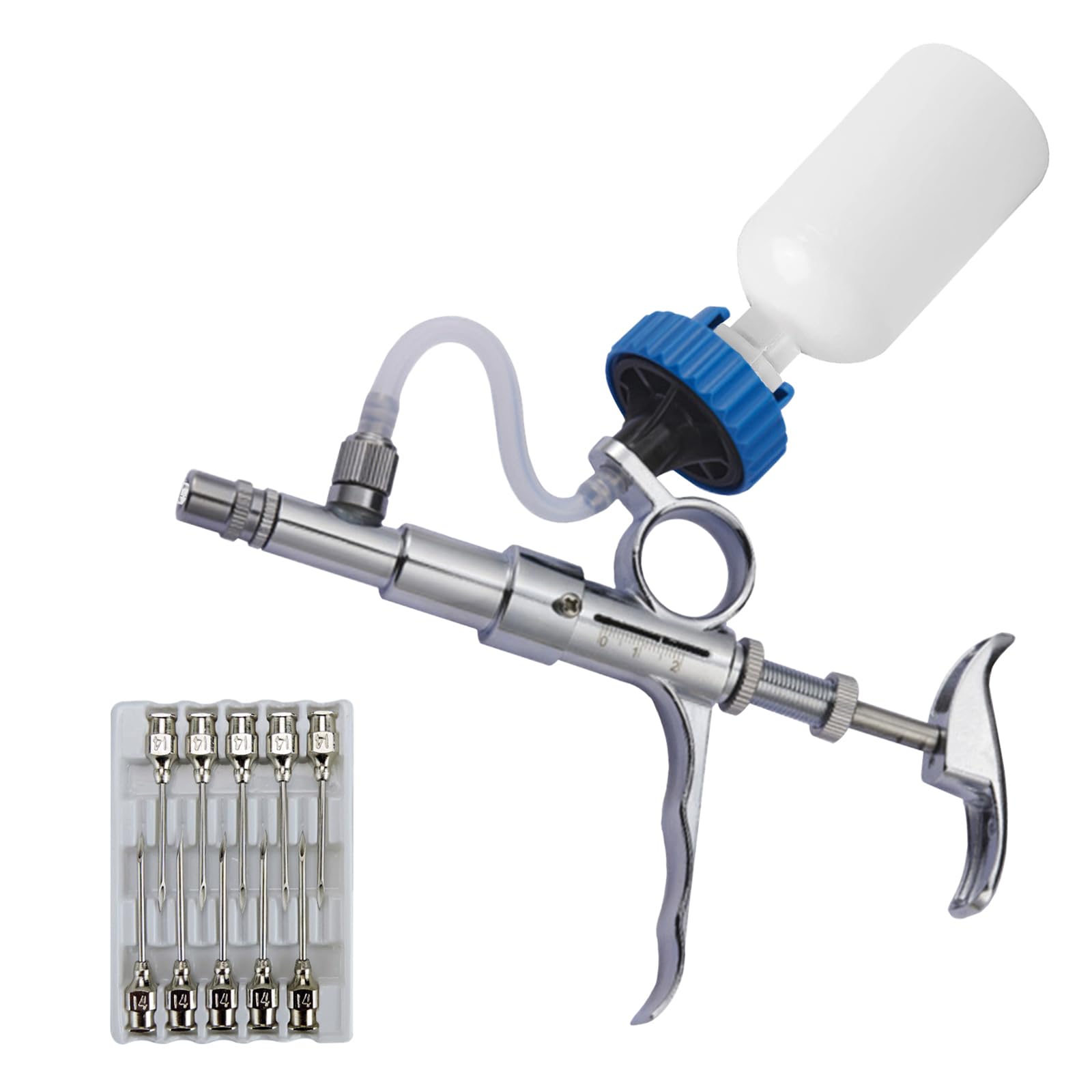 ReuVibk 5ML Livestock Syringe, Stainless Steel Continuous Syringe Multi ...