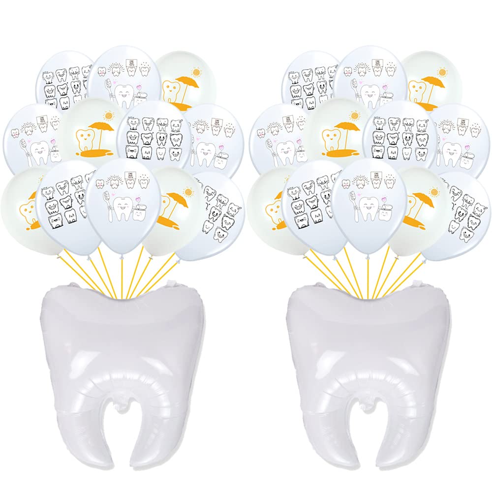 Amazon.com: 26PCS White Tooth Party Latex Balloons Foil Balloons Teeth ...