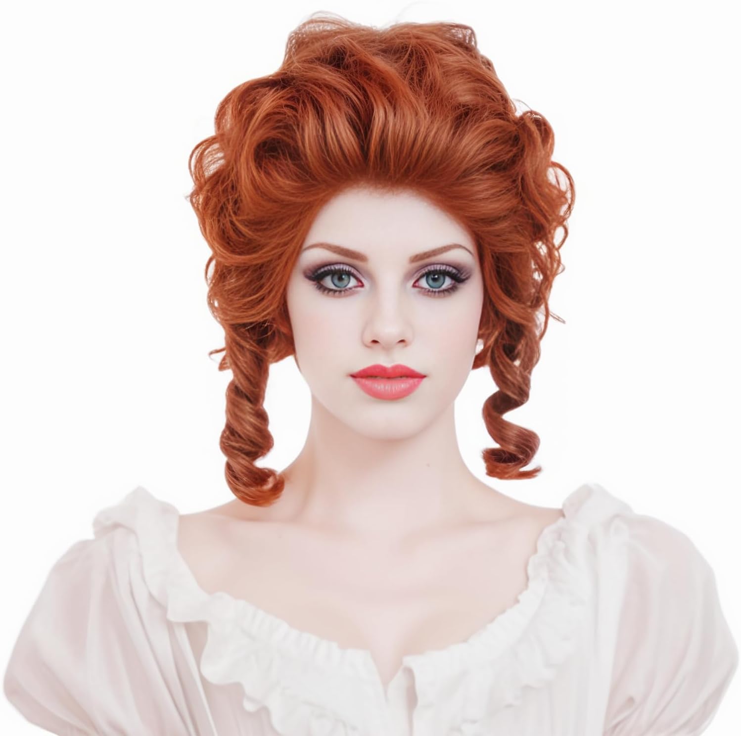 Amazon.com : LeMarnia Women's Red Short Curly Bun Wig for Cosplay Miss ...