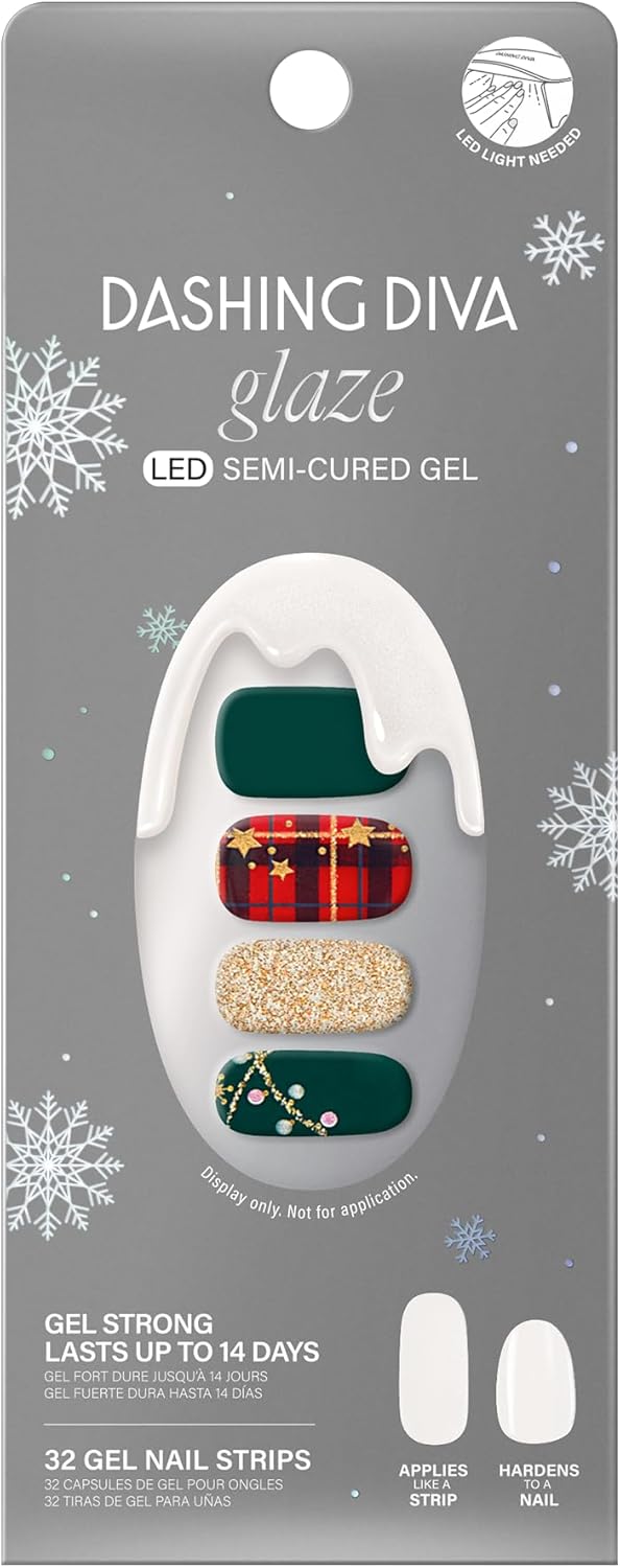 Amazon.com: Dashing Diva Victorian Plaid Glaze Nail Strips - LED Compatible, Long Lasting, Chip ...