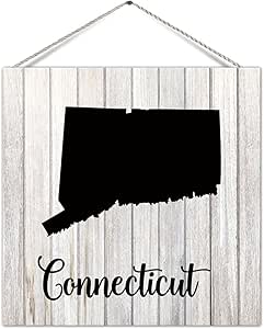 Amazon.com : Wood Sign Connecticut Map Rustic Retro Wooden Board Wood ...