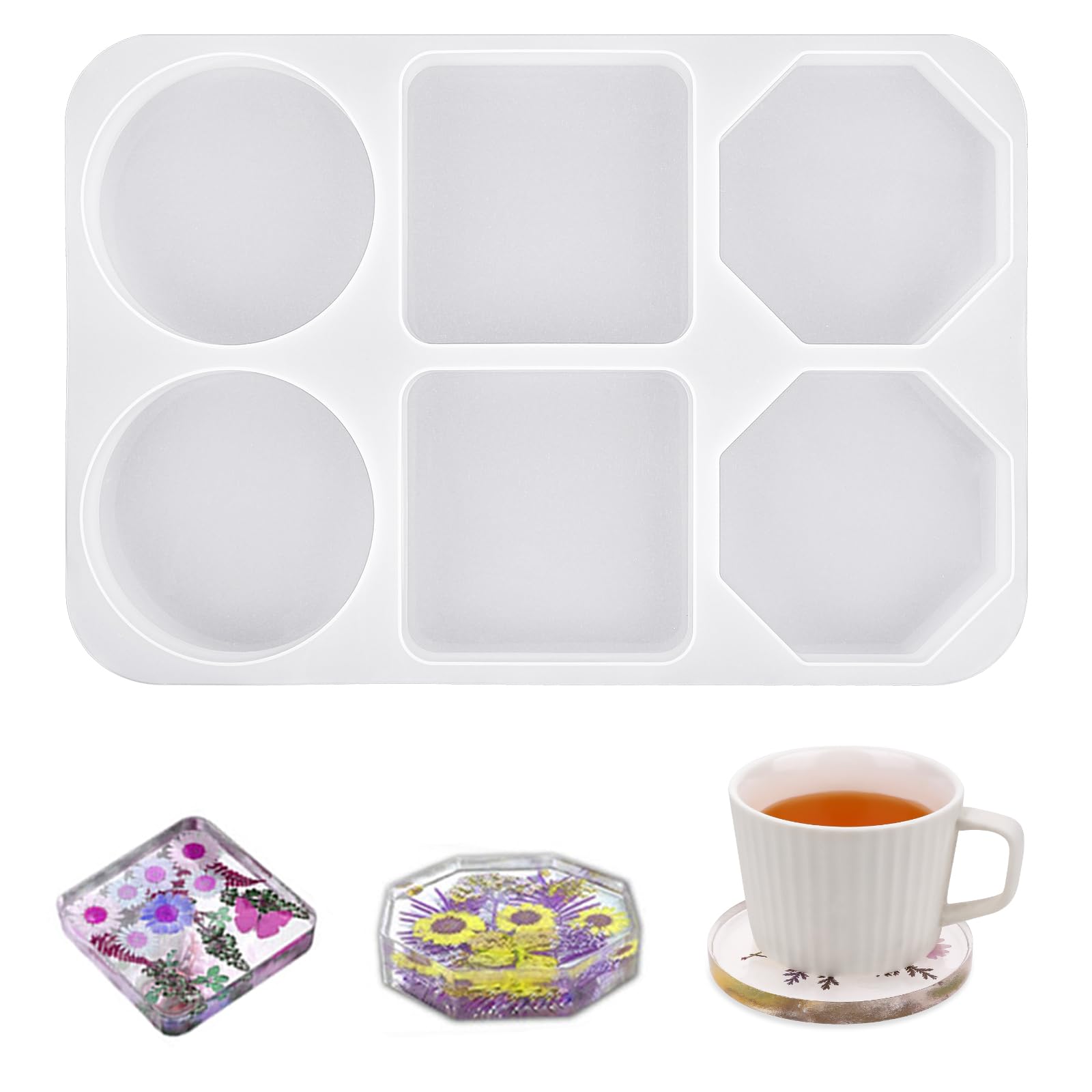 6-Cavity Resin Coaster Molds Coaster Silicone Molds for Epoxy Resin ...