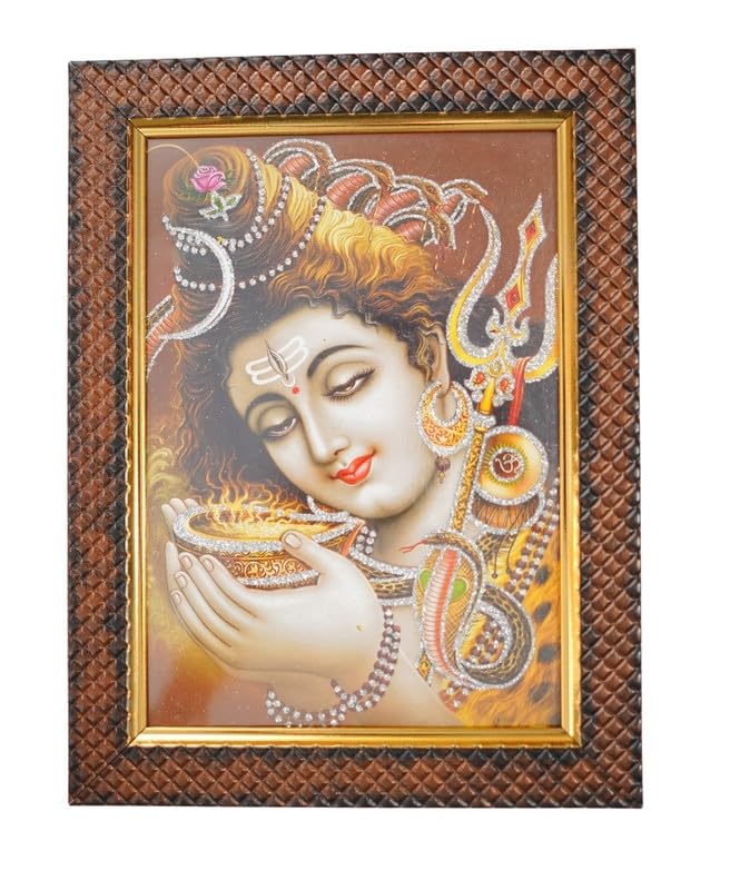 Subhash Pushtak Bhole Nath Wooden Photo frame for Pooja | Hindu Bhagwan ...