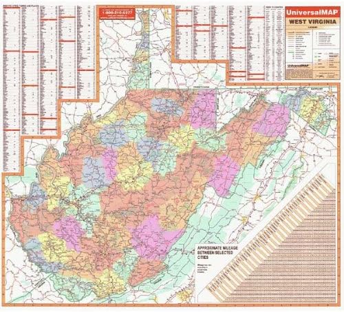 Amazon.com: Universal Map 24750 West Virginia Wall Map - Roller ...