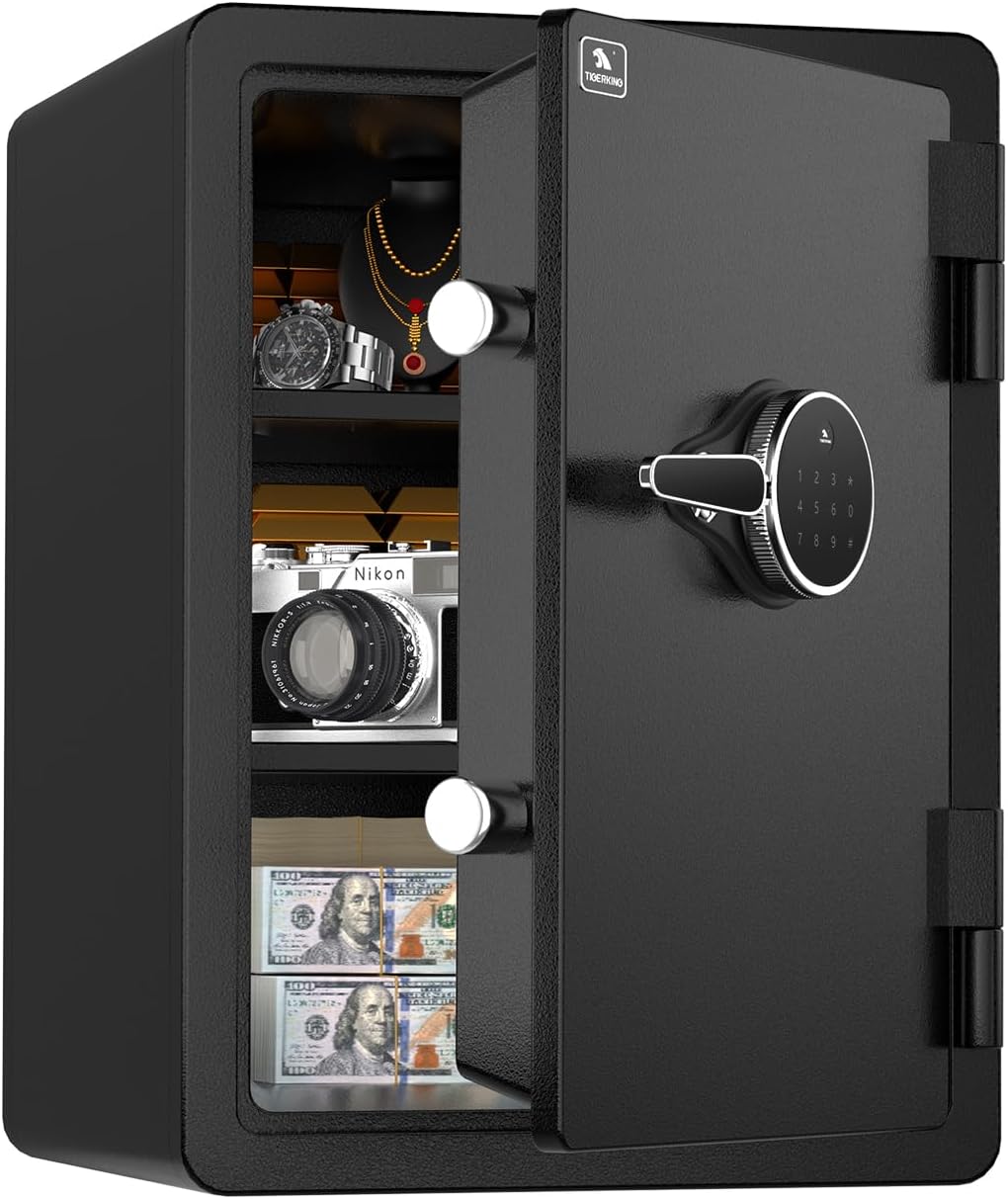 TIGERKING 1 Hour Fireproof Safe Box, 4.2 Cubic Feet Large Home Safe ...