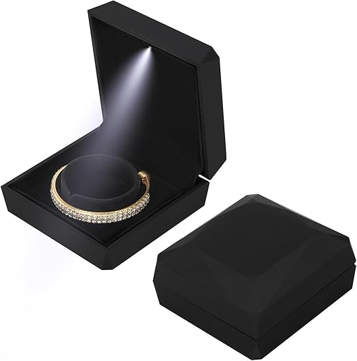 Amazon.com: LED Jewelry Luxury Bracelet Box, Elegant Velvet Necklace ...