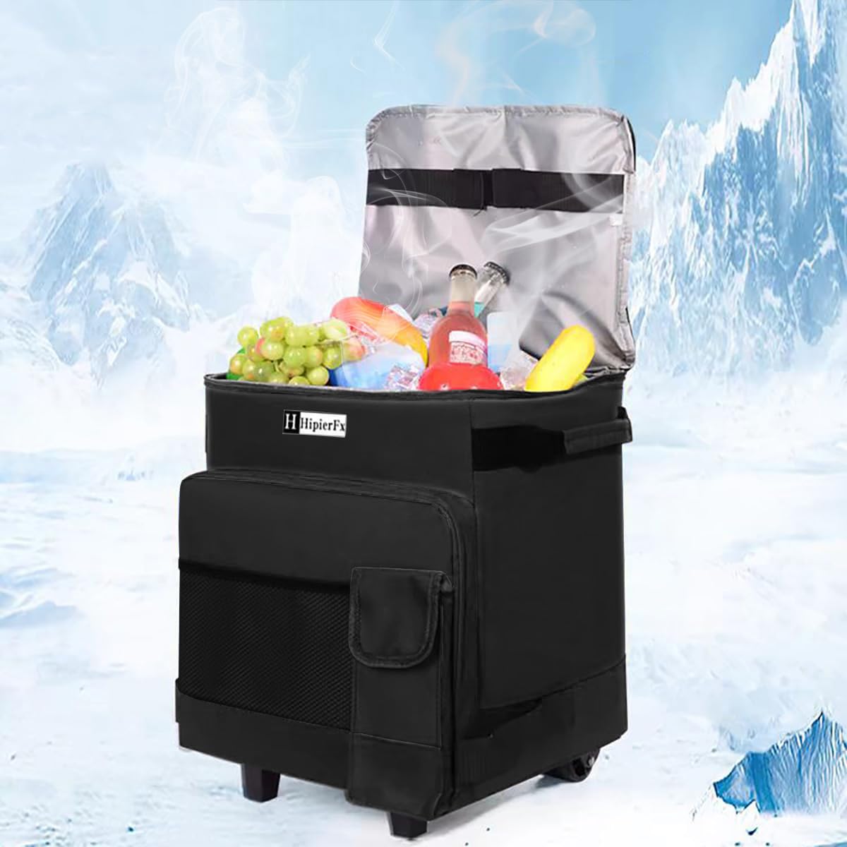Portable Cooler with Wheels and Handle Collapsible Rolling Cooler ...