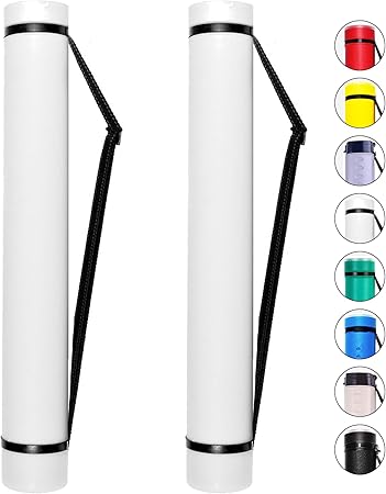 (2 Pack) White Expandable Poster Tube with Strap - Storage Tubes with ...