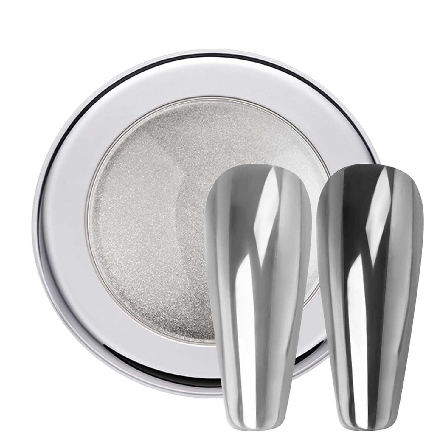 Amazon.com: PrettyDiva Chrome Nail Powder - Silver Mirror Effect Nail ...