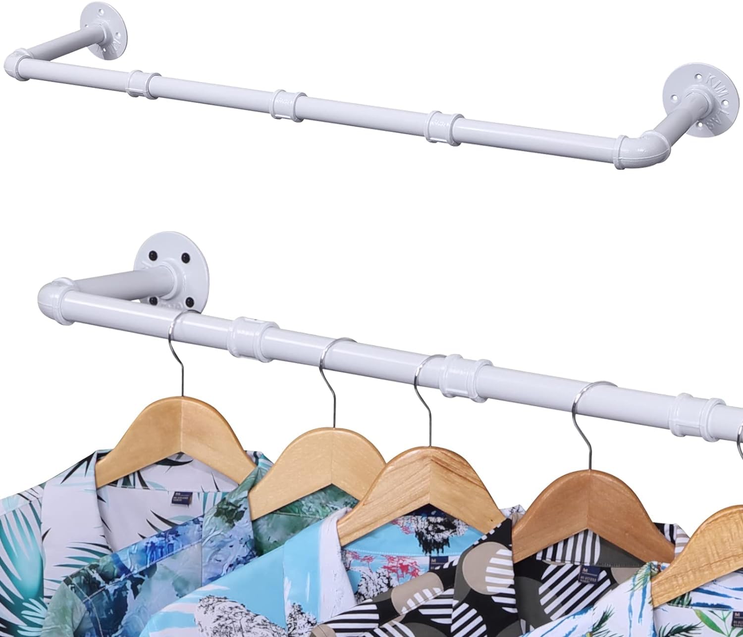 Snapklik.com : Industrial Pipe Clothing Rack, White Wall Mounted ...