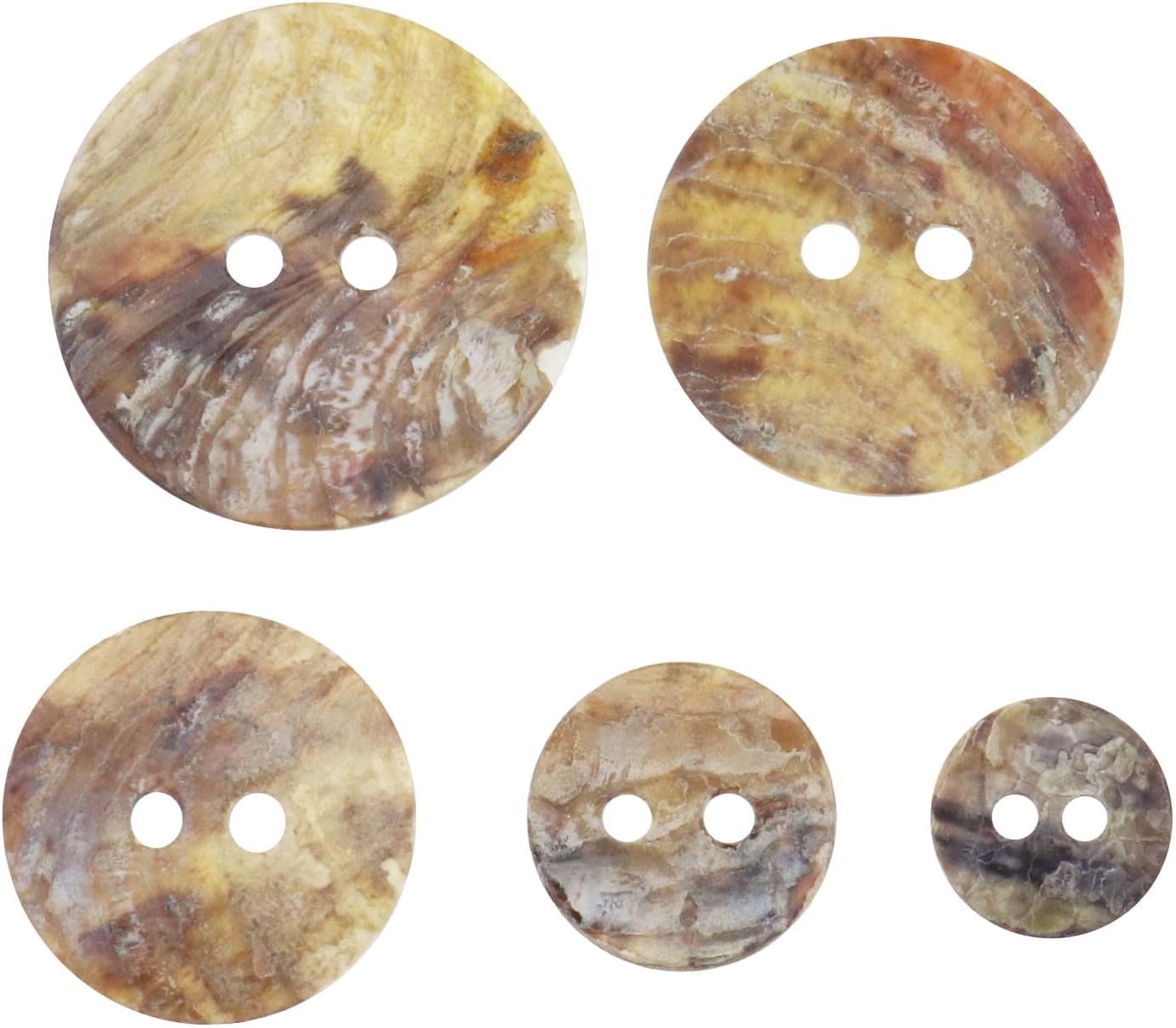 VGOL 100Pcs 5 Sizes Pearly Buttons Natural Shell Round Buttons 2-Hole ...