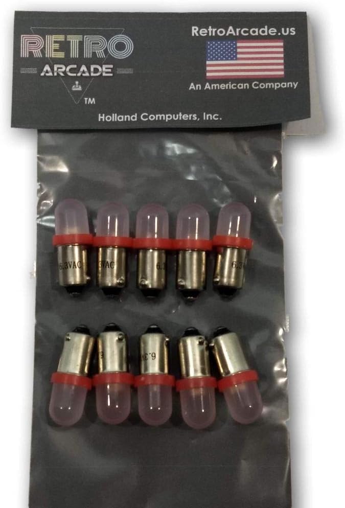 RetroArcade.us 10 Pack Red Frosted Pinball 6.3 Volt AC LED Round ...