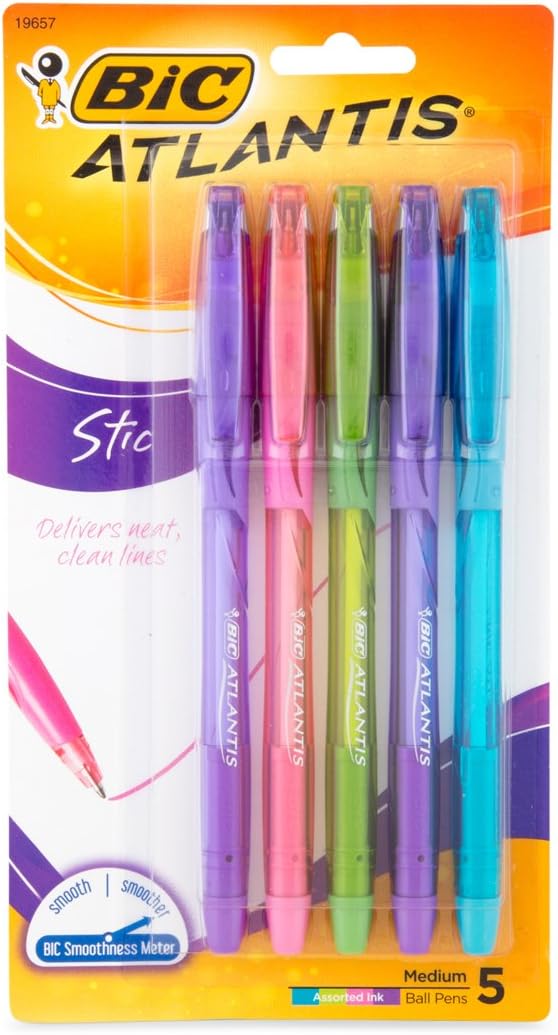 Amazon.com : Bic Atlantis Exact Pen Fashion Ink (5 per pack) VSGAP5 (D ...