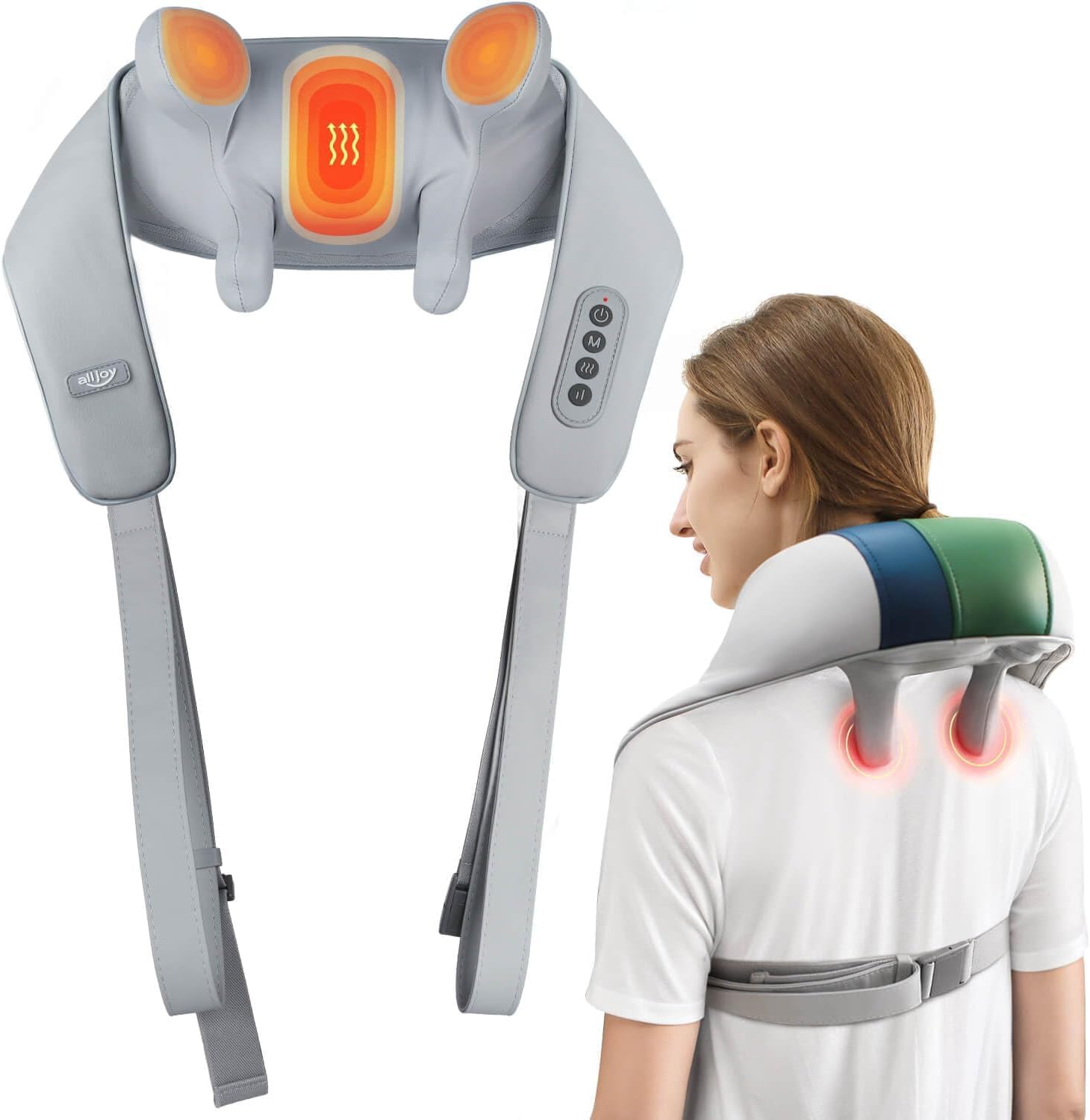 Amazon.com: ALLJOY Neck and Shoulder Massager with Heat, Cordless ...